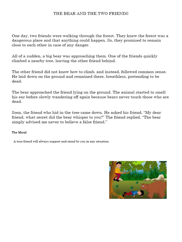 The Bear and Two Friends: A Moral Tale | PDF