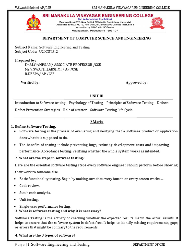 Unit 3 Set Pdf Software Testing Software Bug 