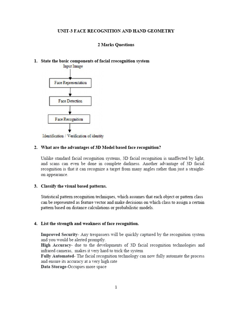 Biometric System Notes- Unit 3 | PDF | Biometrics | Principal Component ...