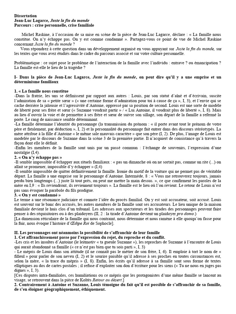 CorrigéDissert Lagarce Raskine | PDF