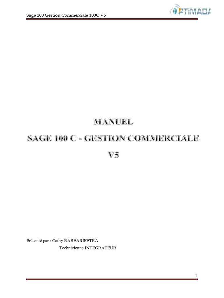 Guide Sage 100 Gestion Commerciale V5 | PDF | Finance et gestion ...