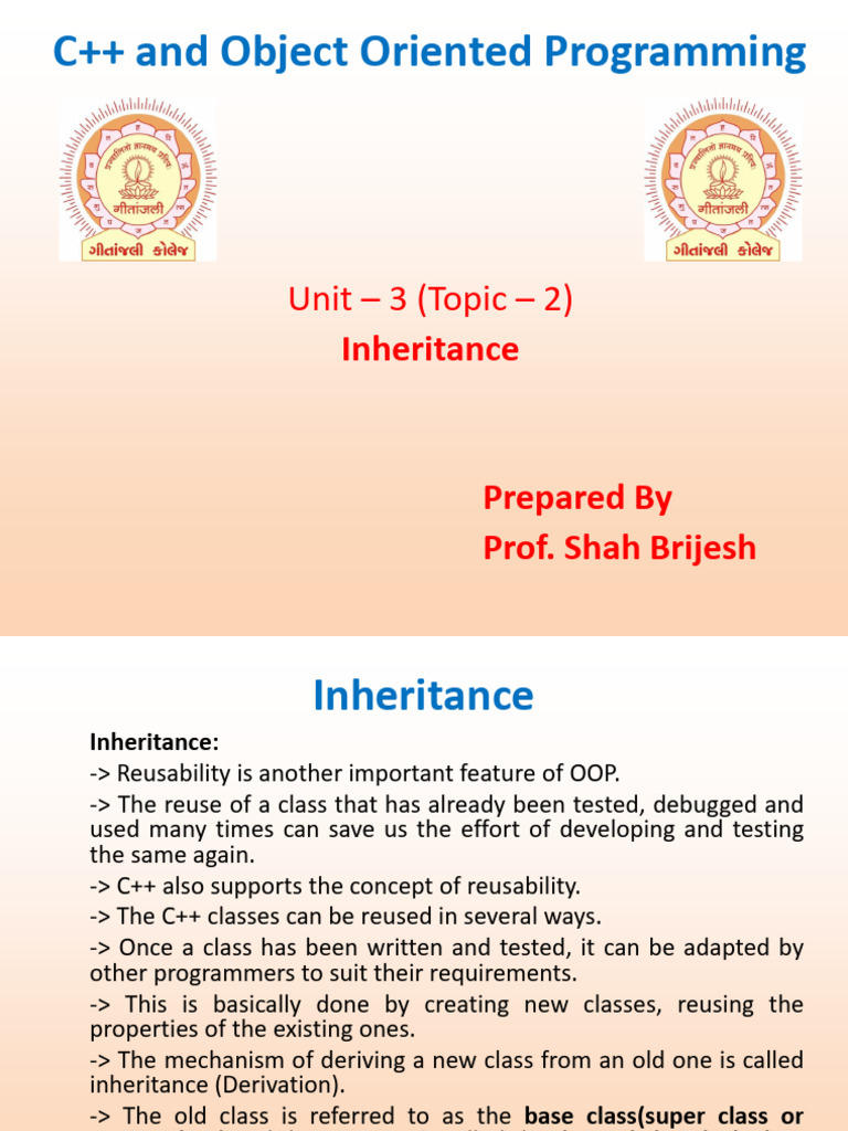 Unit 3 Topic 2 Pdf Inheritance Object Oriented Programming 2816