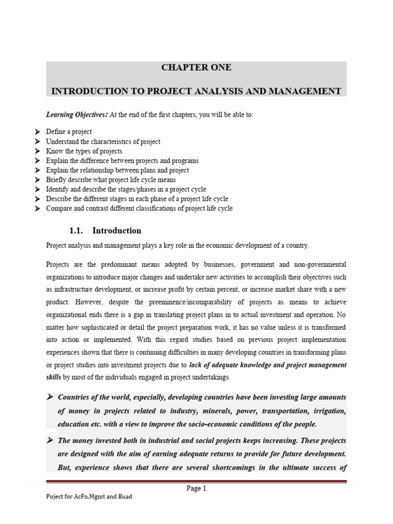 Project CH 1 | PDF | Project Management | Investing