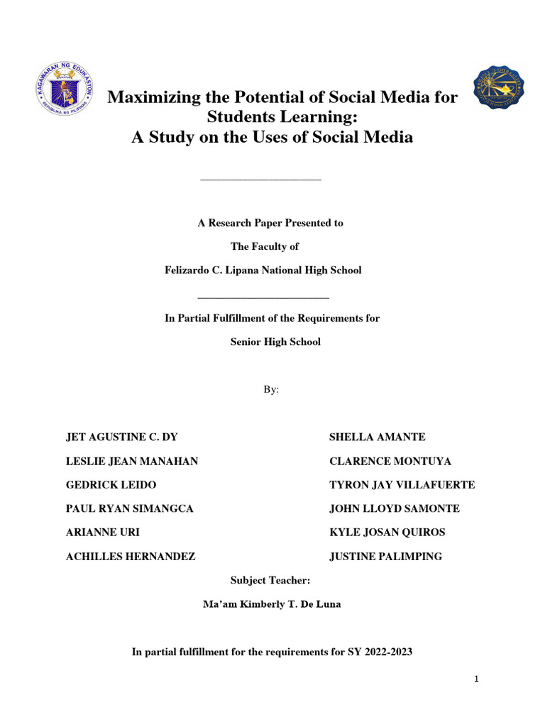 Maximizing the Potential of Social Media for Students Learning | PDF | Social Media | Popular ...
