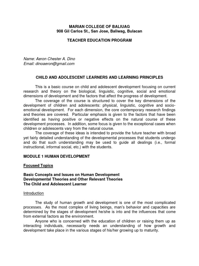 CAP Module 1 Human development-WITH-ANSWERS | PDF | Developmental ...