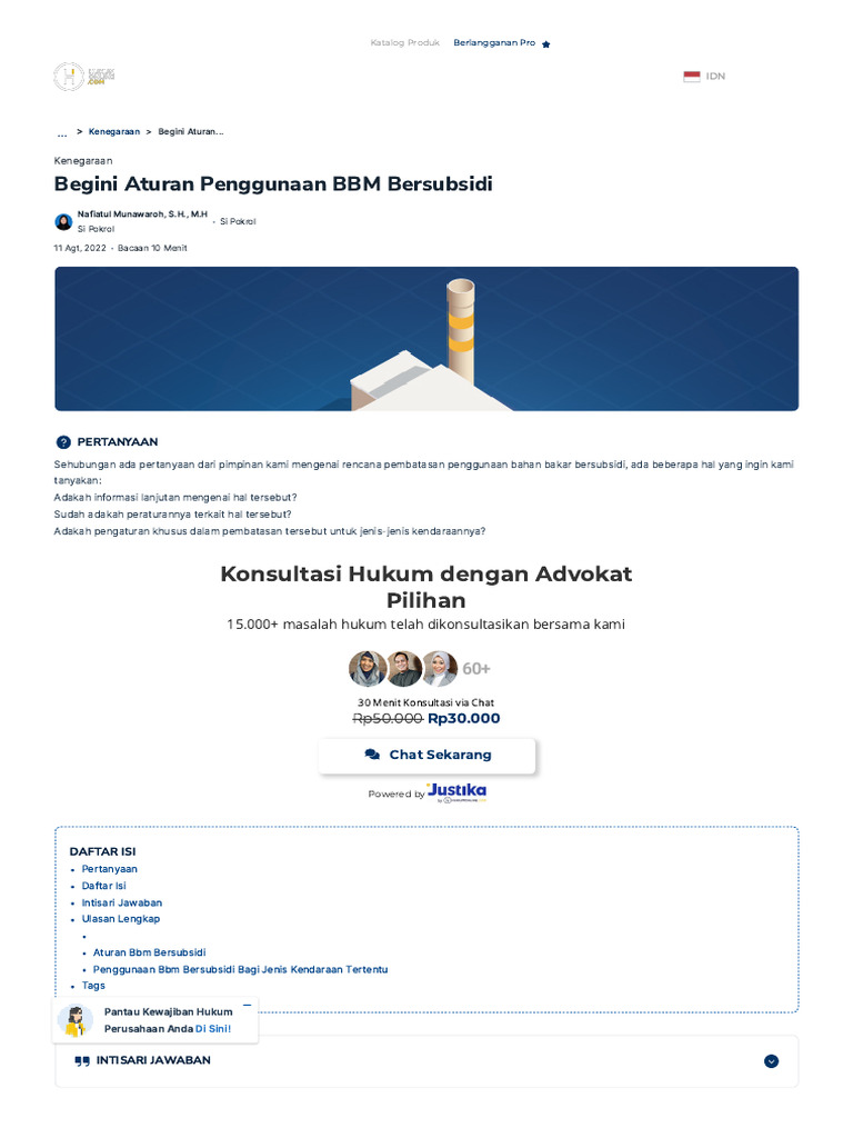 Begini Aturan Penggunaan BBM Bersubsidi | PDF