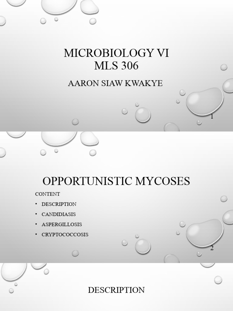 Opportunistic Mycoses Overview | PDF