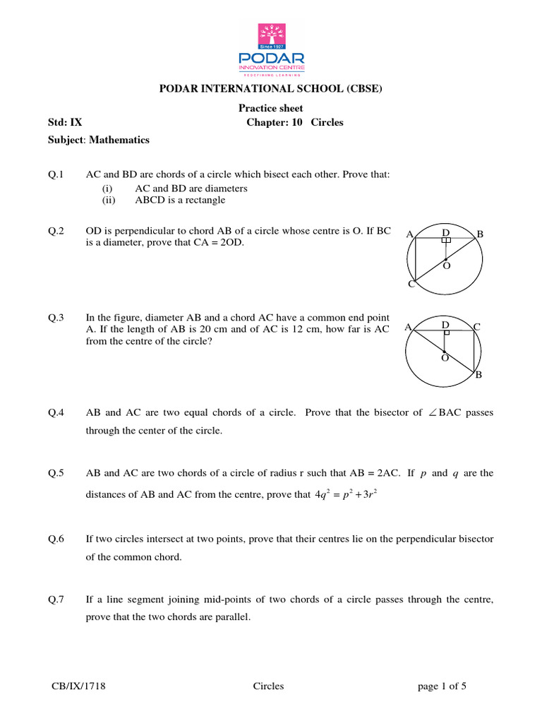 1701151029942.PS QP CB IX Math Circles | PDF | Circle | Euclid