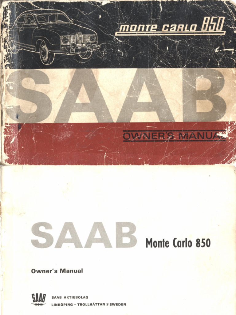 Saab Monte Carlo 850 Owners Manual | PDF