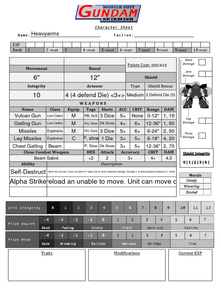 RPG Character Sheet Template | PDF | Warfare | Military Science