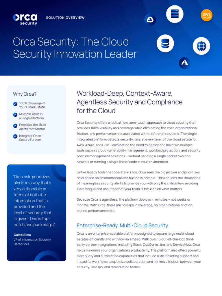 OrcaSecurity Solution Overview | PDF | Cloud Computing | Vulnerability (Computing)