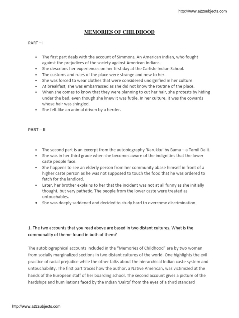 Memories of Childhood | PDF | Dalit | Dignity