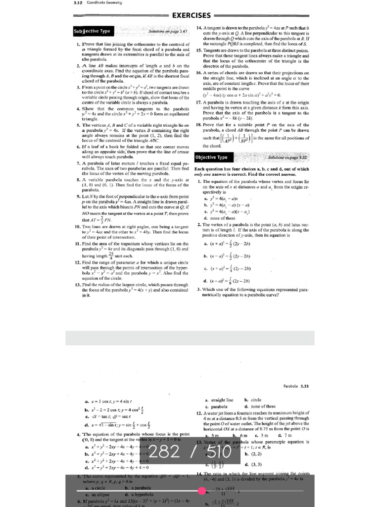Parabola Questions | PDF
