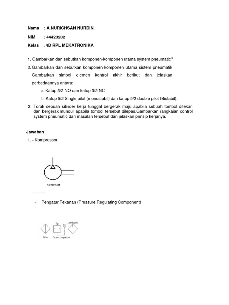 Tugas Pneumatik A.NURICHSAN NURDIN 4D RPL Mekatronika | PDF | Metode & Bahan Ajar