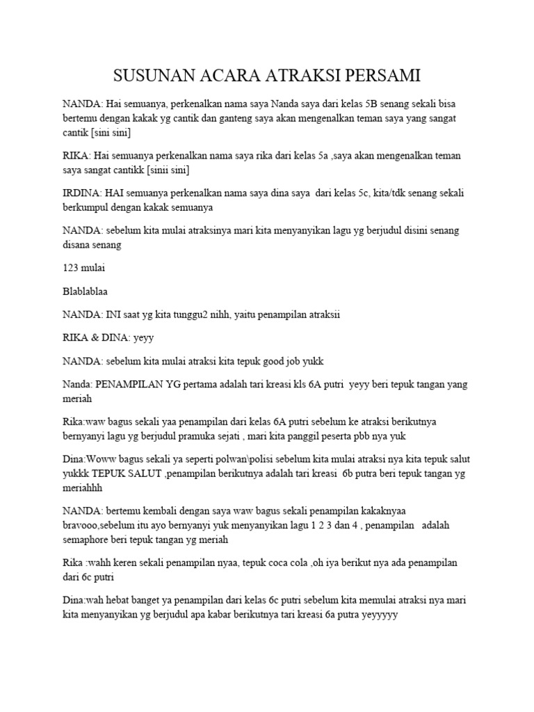 Susunan Acara Atraksi Persami Mc | PDF