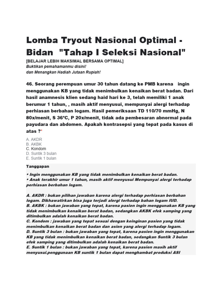 Lomba Tryout Nasional Optimal 1 | PDF