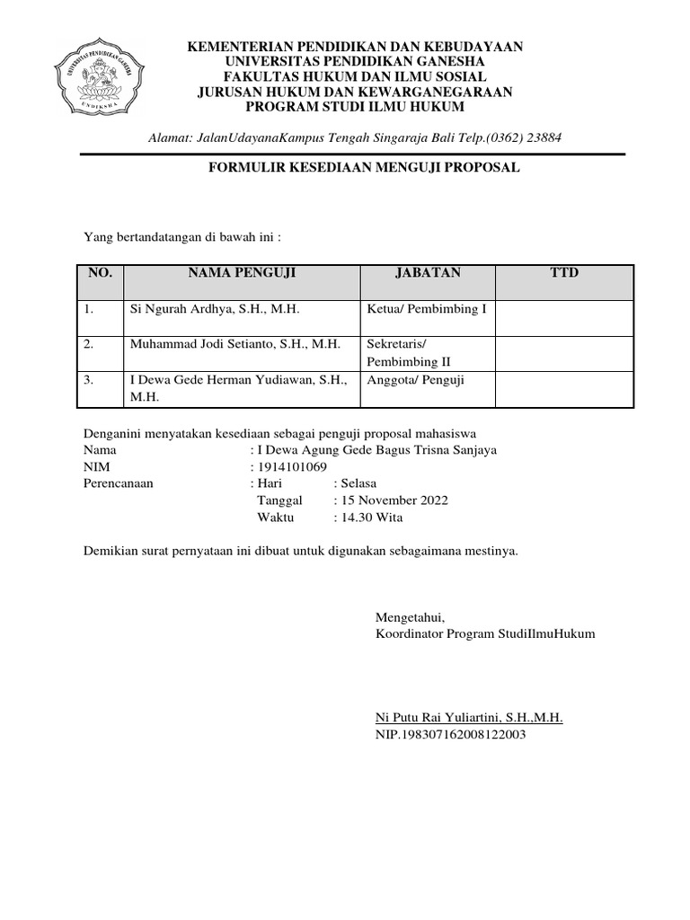 Form Surat Sempro | PDF | Karier & Perkembangan | Seni
