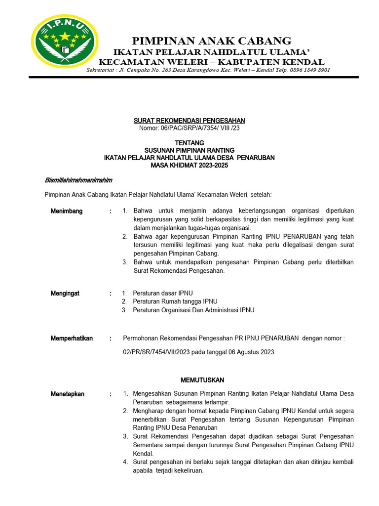 SURAT REKOMENDASI PAC (2) | PDF