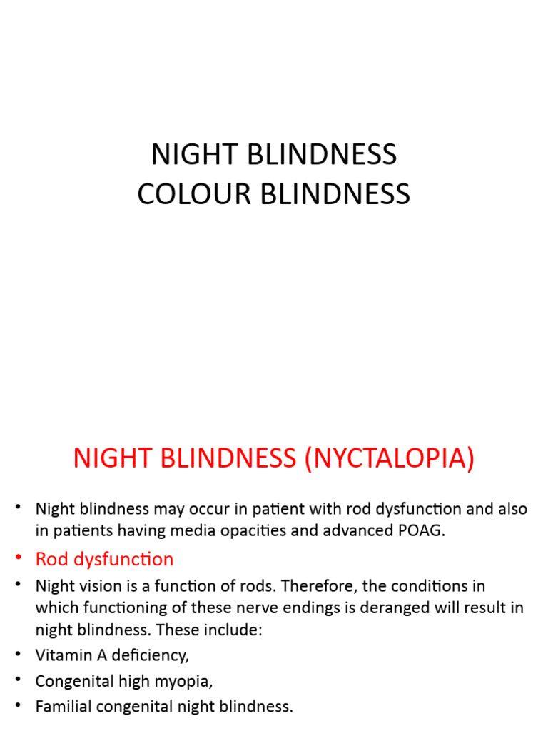 Night Blindness Colour Blindness | PDF | Color | Artistic Techniques