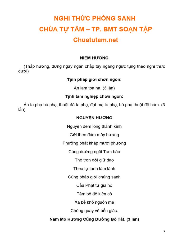 NGHI THUC PHONG SANH Ban Dai. | PDF