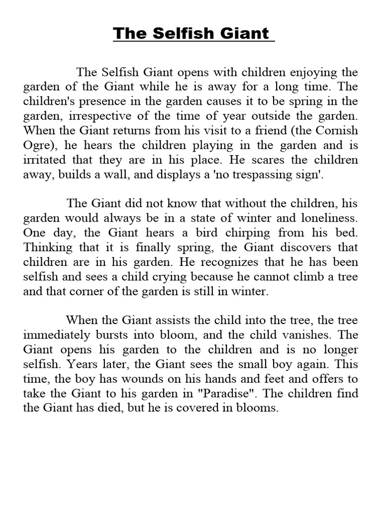 The Selfish Giant | PDF