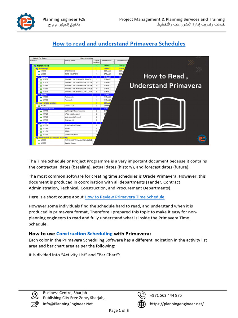 How To Read and Understand Primavera Time Schedule | PDF | Project ...