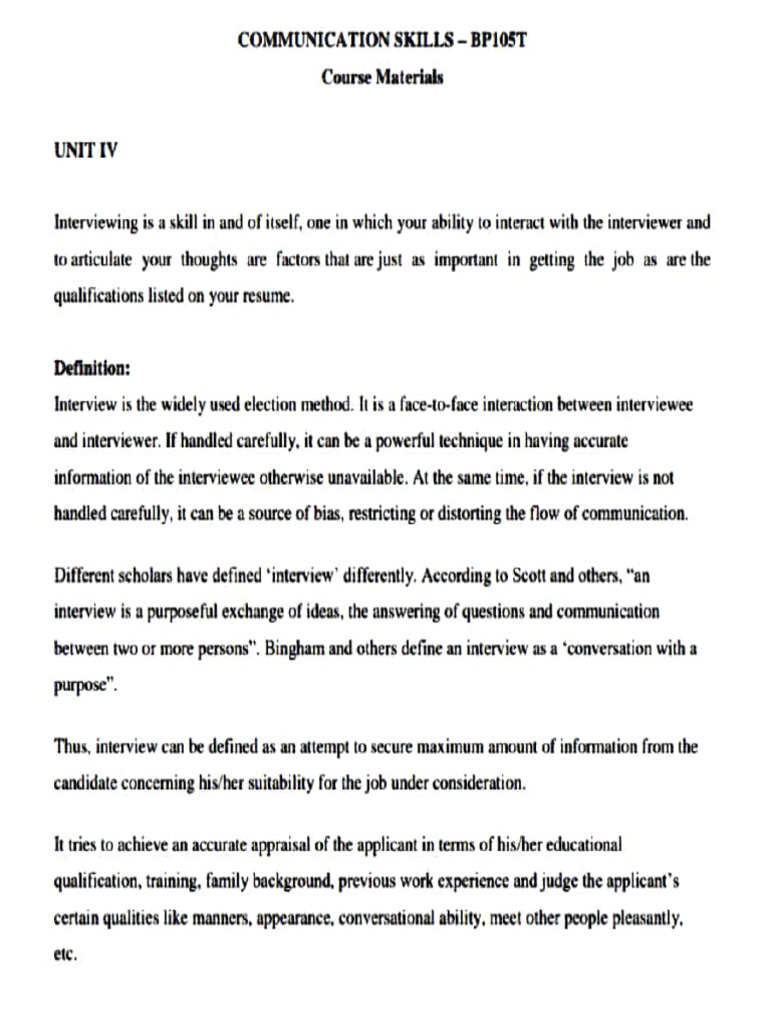Unit 4-Interview Skills | PDF | Interview | Relaxation (Psychology)
