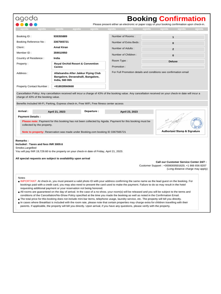 Confirmation For Booking ID # 939355889 | PDF | Credit Card | Economies