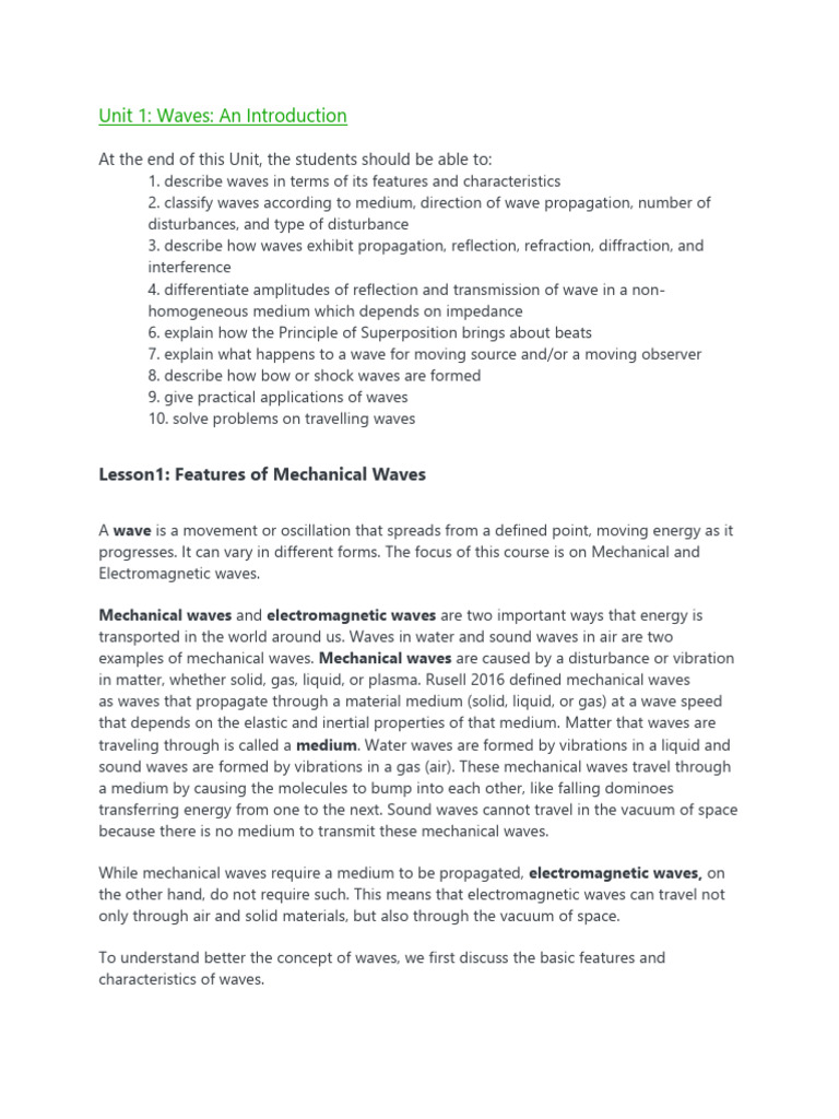 Unit-1-LESSON-1-2 | PDF | Waves | Transmission Medium