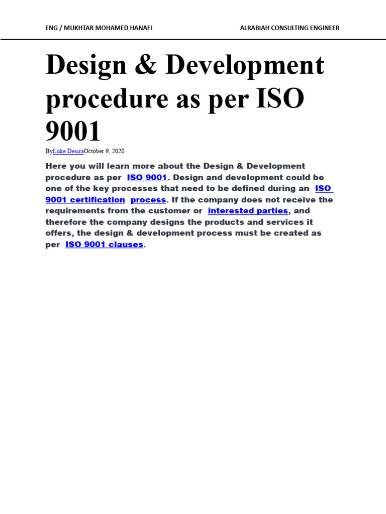 Design & Development ISO | PDF | Iso 9000 | Information