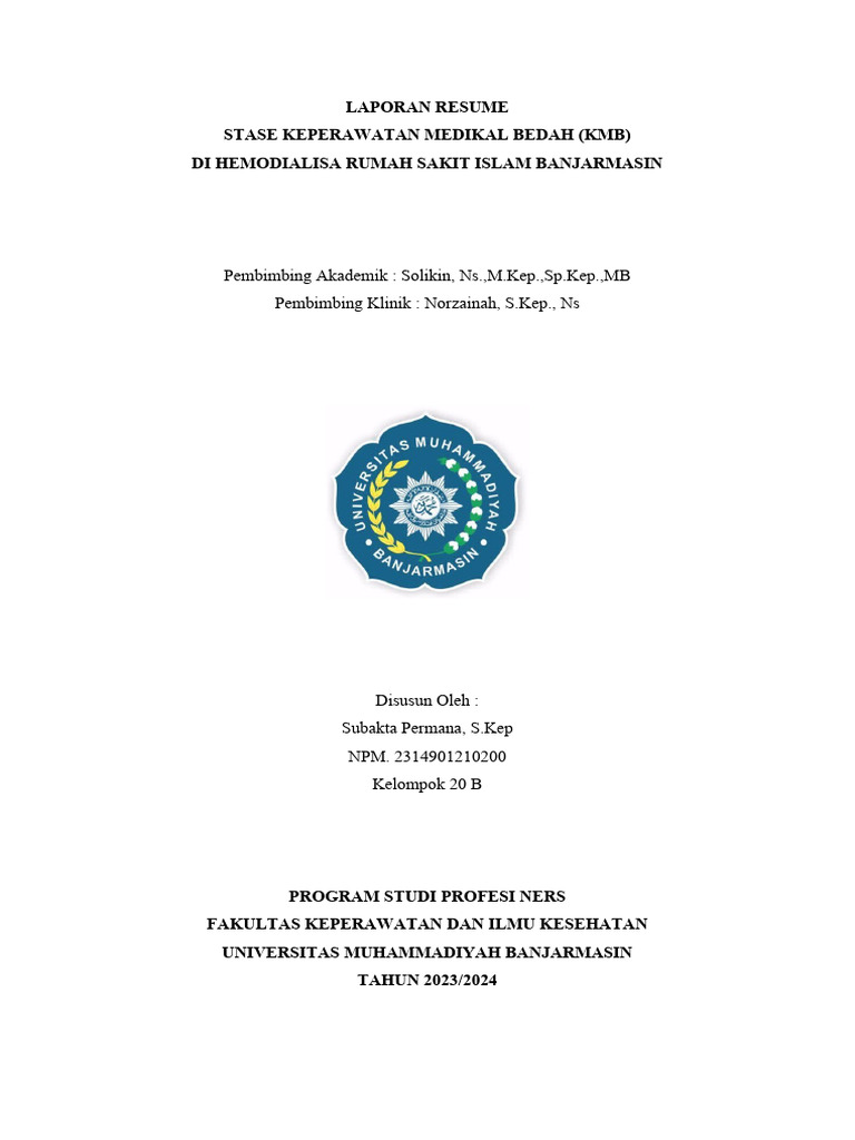 Laporan Resume HD 1 (Bakta) | PDF