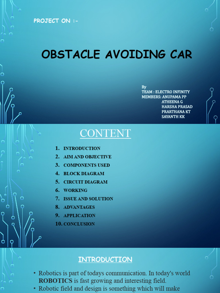 Obstacle Avoiding Car | PDF | Robotics | Robot Obstacle Avoiding Car | PDF | Robotics | Robot