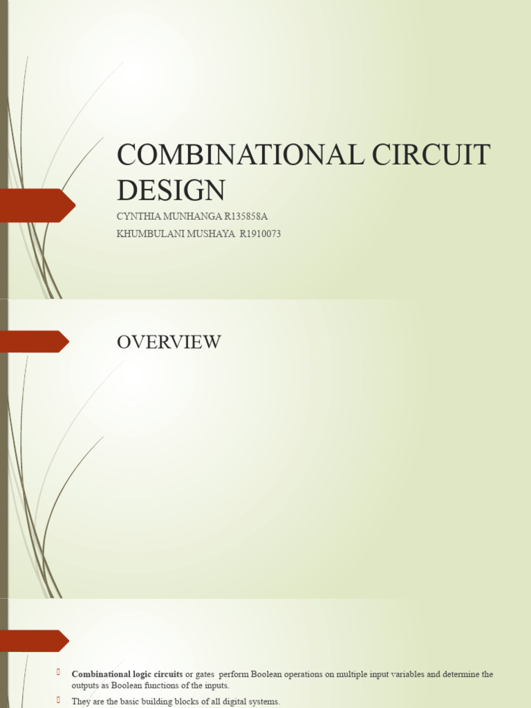 Hett406 Group 23 Seminar Presentation Combinational Circuit Design