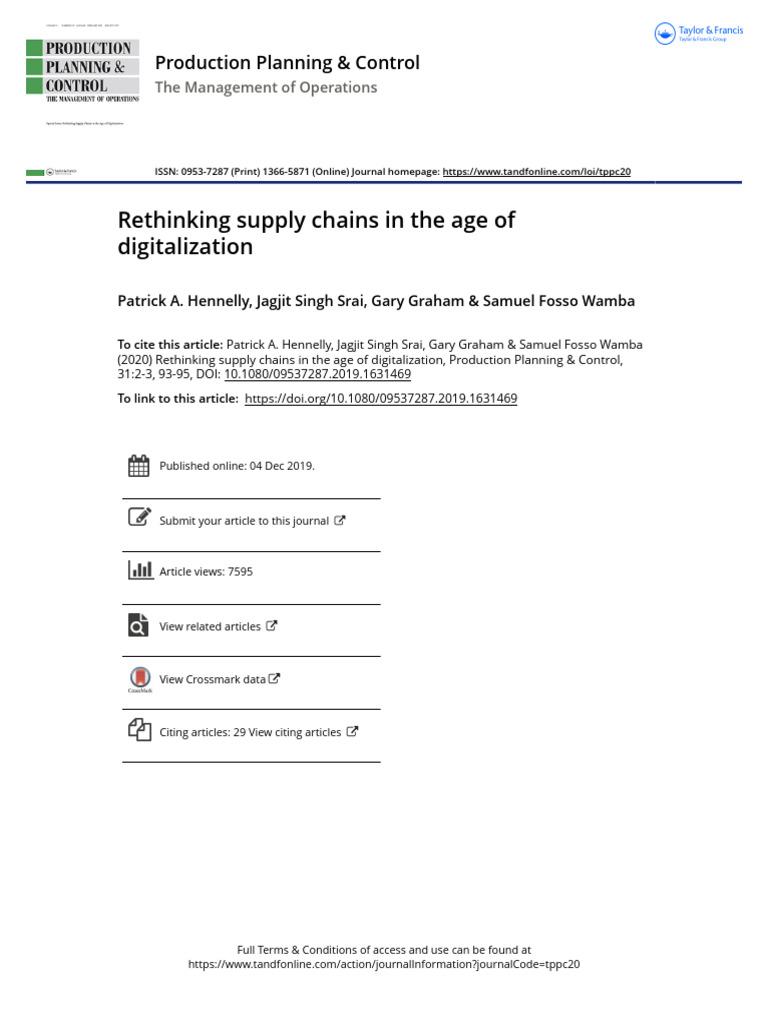 Rethinking Supply Chains in The Age of Digitalization | PDF | Supply ...