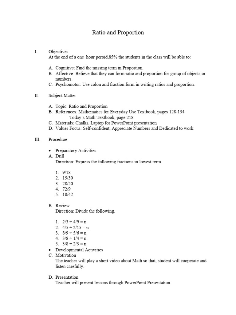 Semi Detailed Lesson Plan in Math - Rati | PDF