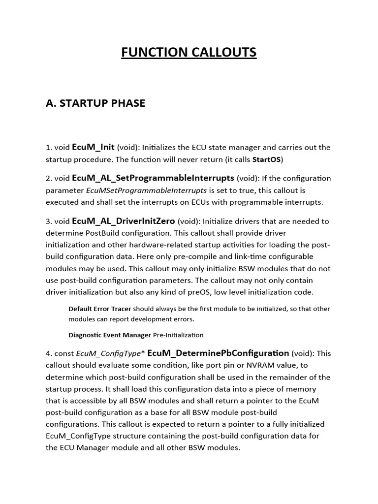 Function Calls EcuM | PDF