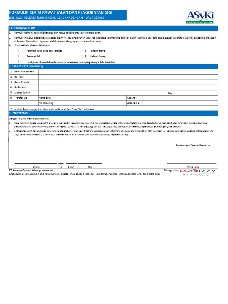 Form Asuransi Asky | PDF
