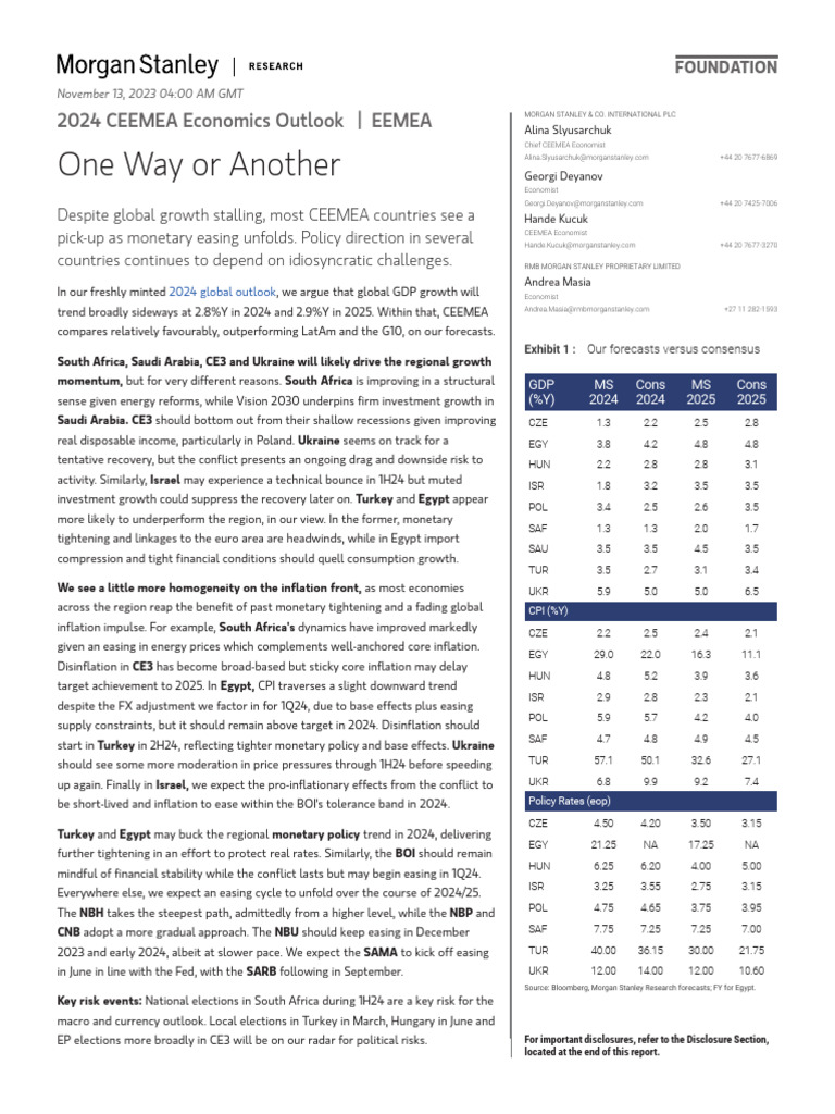 MS Ceemea 2024 | PDF | Monetary Policy | Inflation