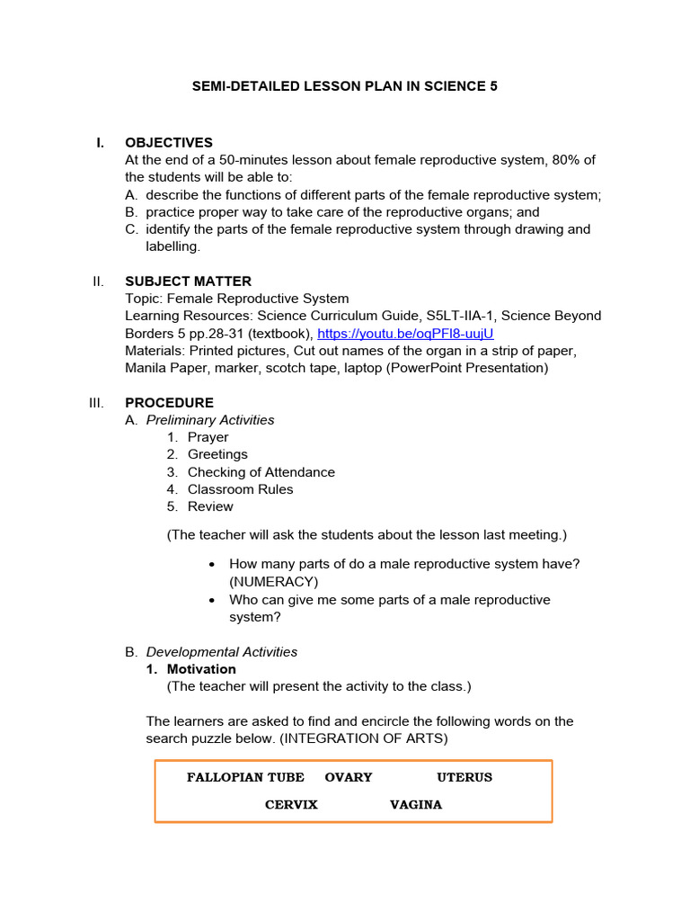 Semi Detailed Lesson Plan in Science 5 | PDF