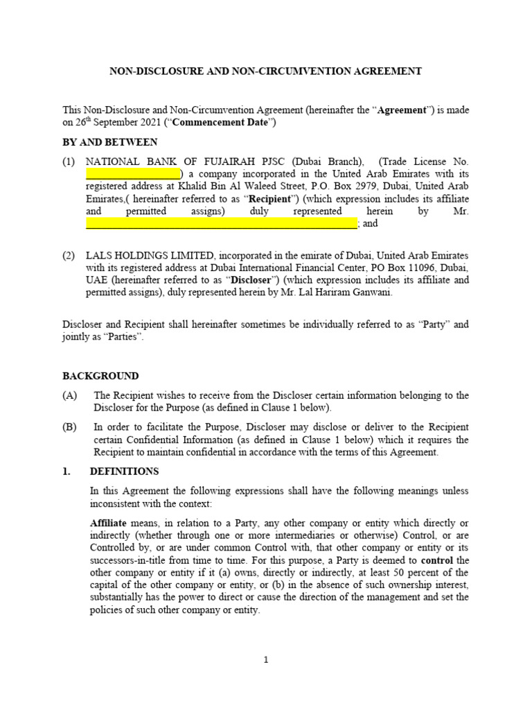 Standard NDNCA - Lals Group L.L.C - Clean - LGSC - 09092021 - For Banks ...