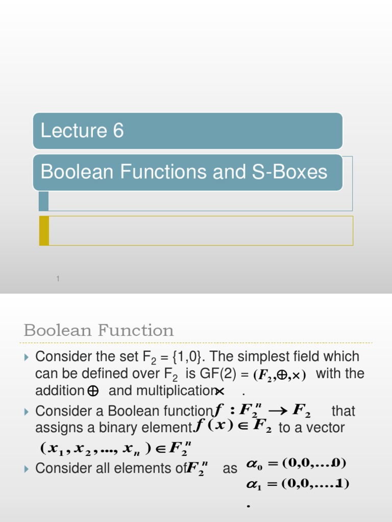 Boolean Functions and S-Boxes | PDF | Nonlinear System | Matrix ...