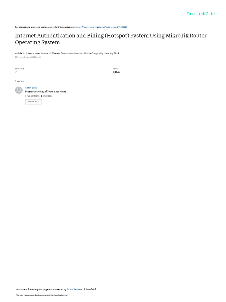 Internet Authentication and Billing Hotspot System | PDF | Computer ...