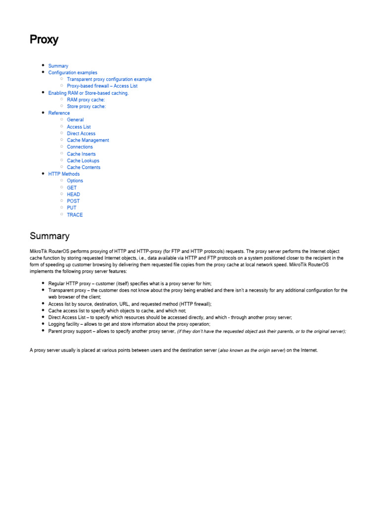 MikroTik RouterOS Proxy Setup Guide | PDF