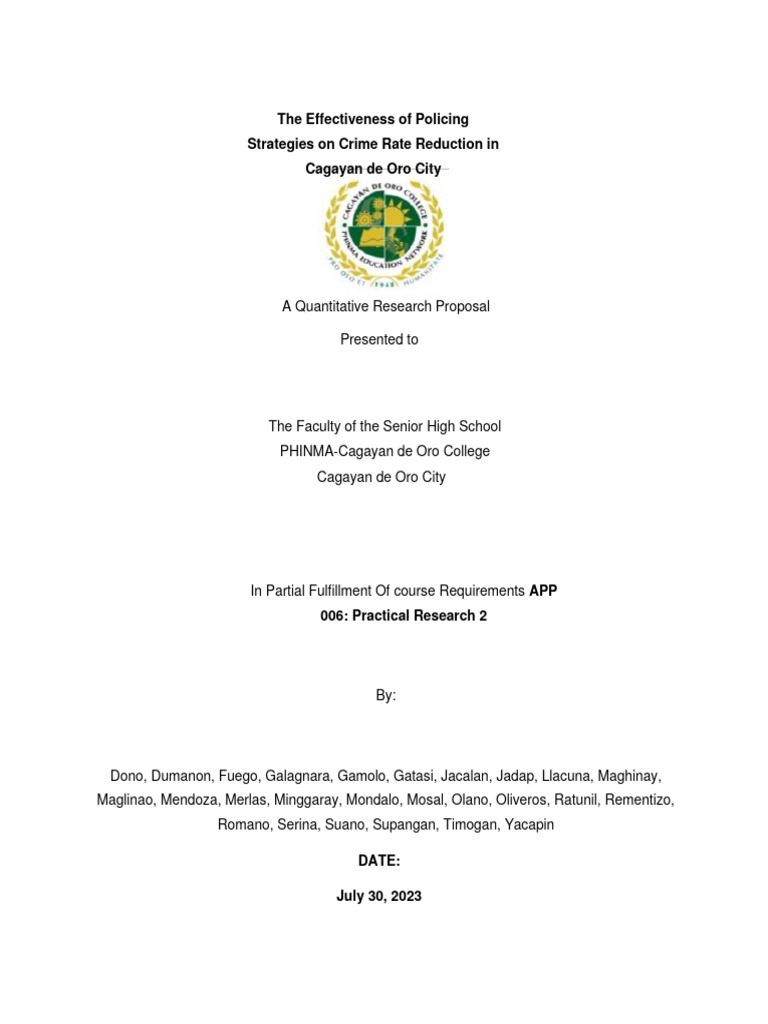 The Effectiveness of Policing Strategies On The Crime Rate Reduction of ...