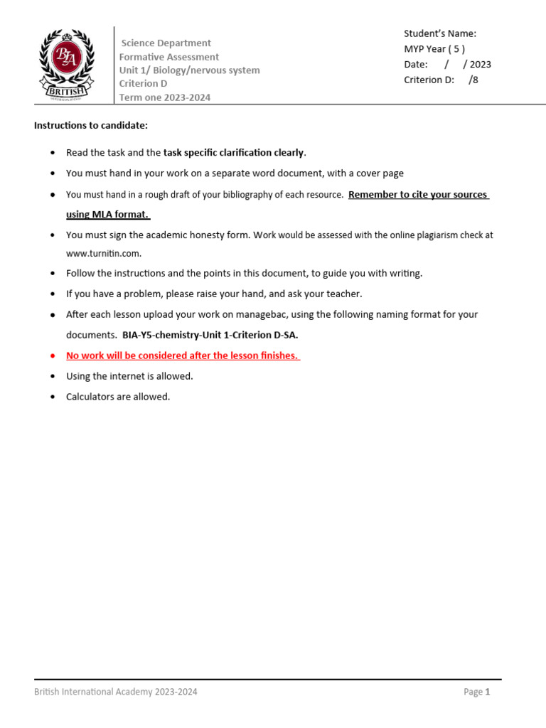 BIA-MYP-Y5-summative Biology-Criterion D-Sleepcycle - Multivitamines ...
