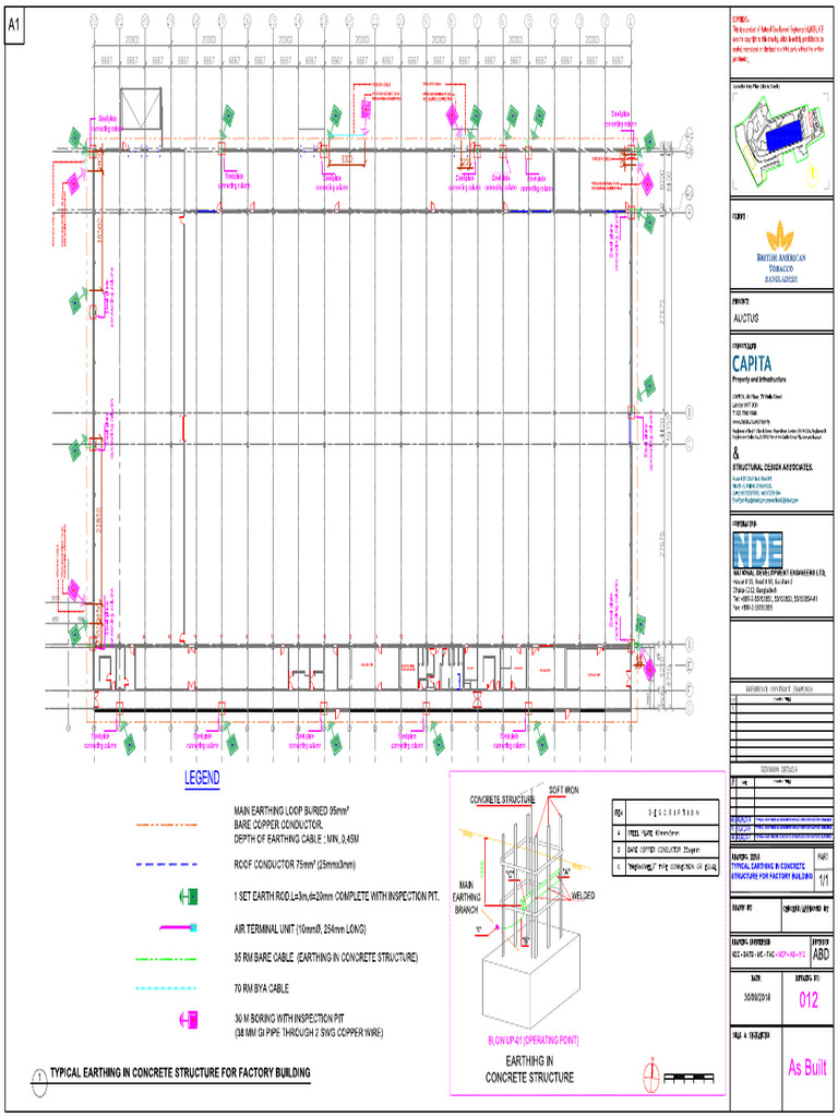 As Built Drawing For Earthing in Concrete Structure in FACTORY BUILDING ...