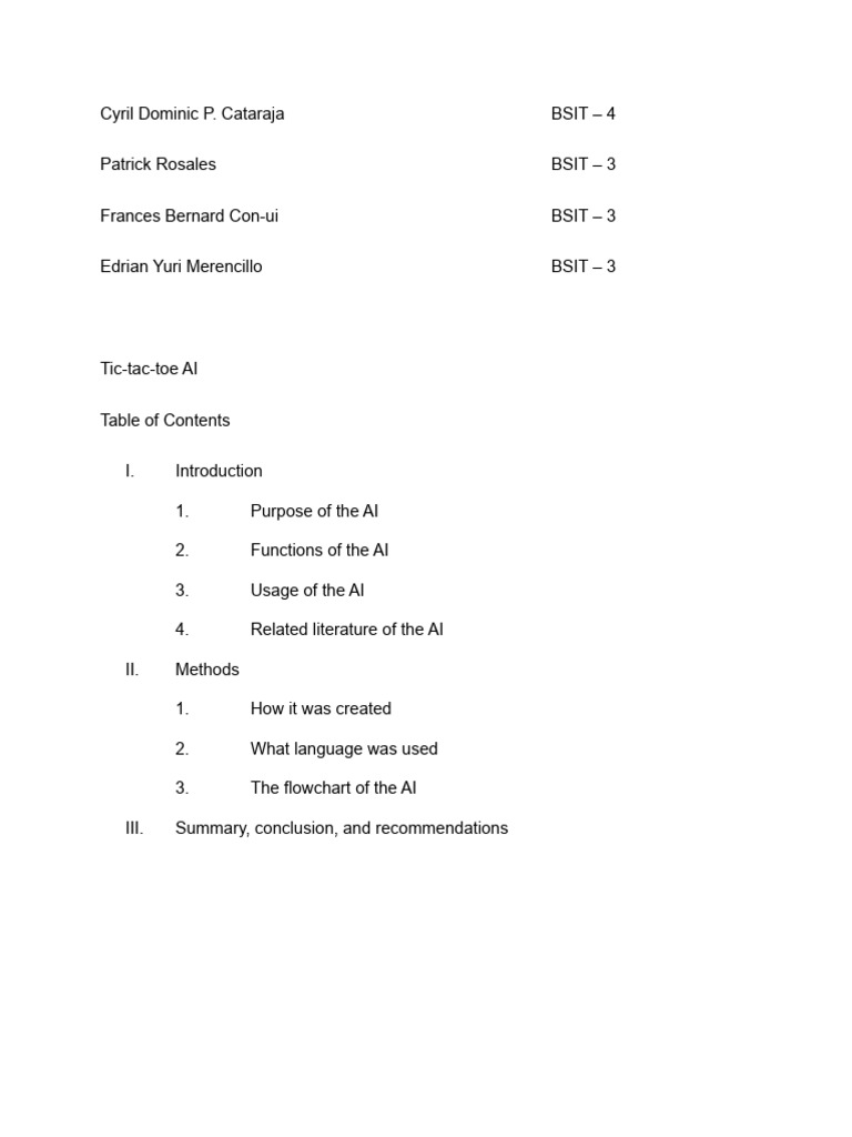 Tictactoe AI Documentation | PDF | Artificial Intelligence | Intelligence (AI) & Semantics