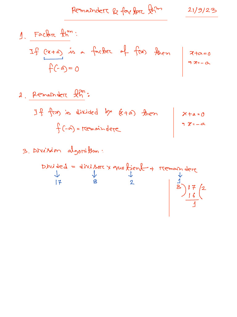 Remainder Factor THM Surds | PDF
