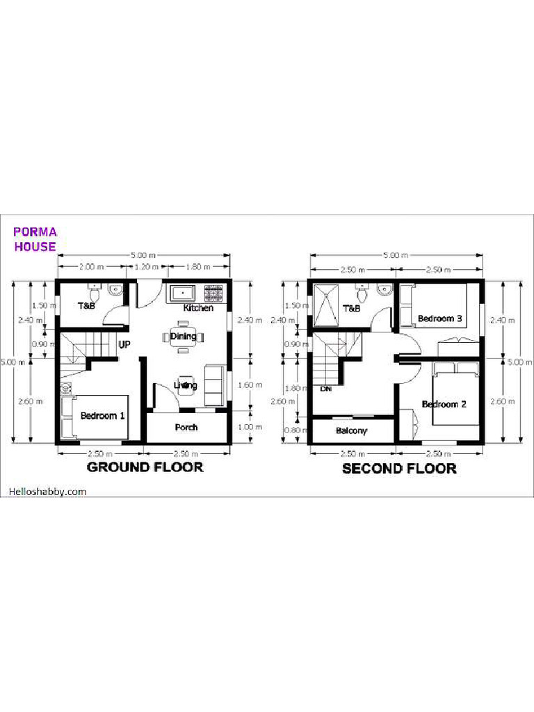 25 SQM - 3 BEDROOM - SMALL 2 STOREY HOUSE DESIGN IDEA - 5M X 5M - 2 T&B ...