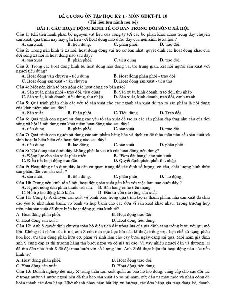 Gdkt-pl -k1o - Đề Cương Hk1 | PDF